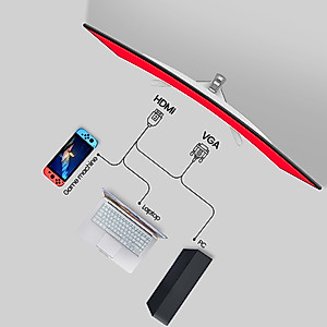 CRUA 27" Curved White Monitor, Full HD(1920x1080P) VA Panel 1800R 100HZ 99% sRGB Professional Computer Monitors, 3Sides Frameless, Flicker-Less,Blue Light Filter, for Office & Gaming.(VGA, HDMI)