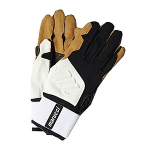 Marucci Blacksmith Full-Wrap Baseball Batting Gloves, White/Black, Adult Large