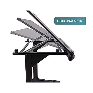 Stand Up Desk Store Adjustable Height and Angle Drafting Table Drawing Desk with Large Surface (Silver Frame/Birch Top, 40" W X 26" D)