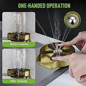 Glass Rinser for Kitchen Sink, Saparlo 6-Leaf Removable Stainless Steel Cup Washer, Bottle Washer, Quick Rinser for Baby Bottle, Kitchen Sink Automatic Flushing Device for Bar Sink, Brush Gold