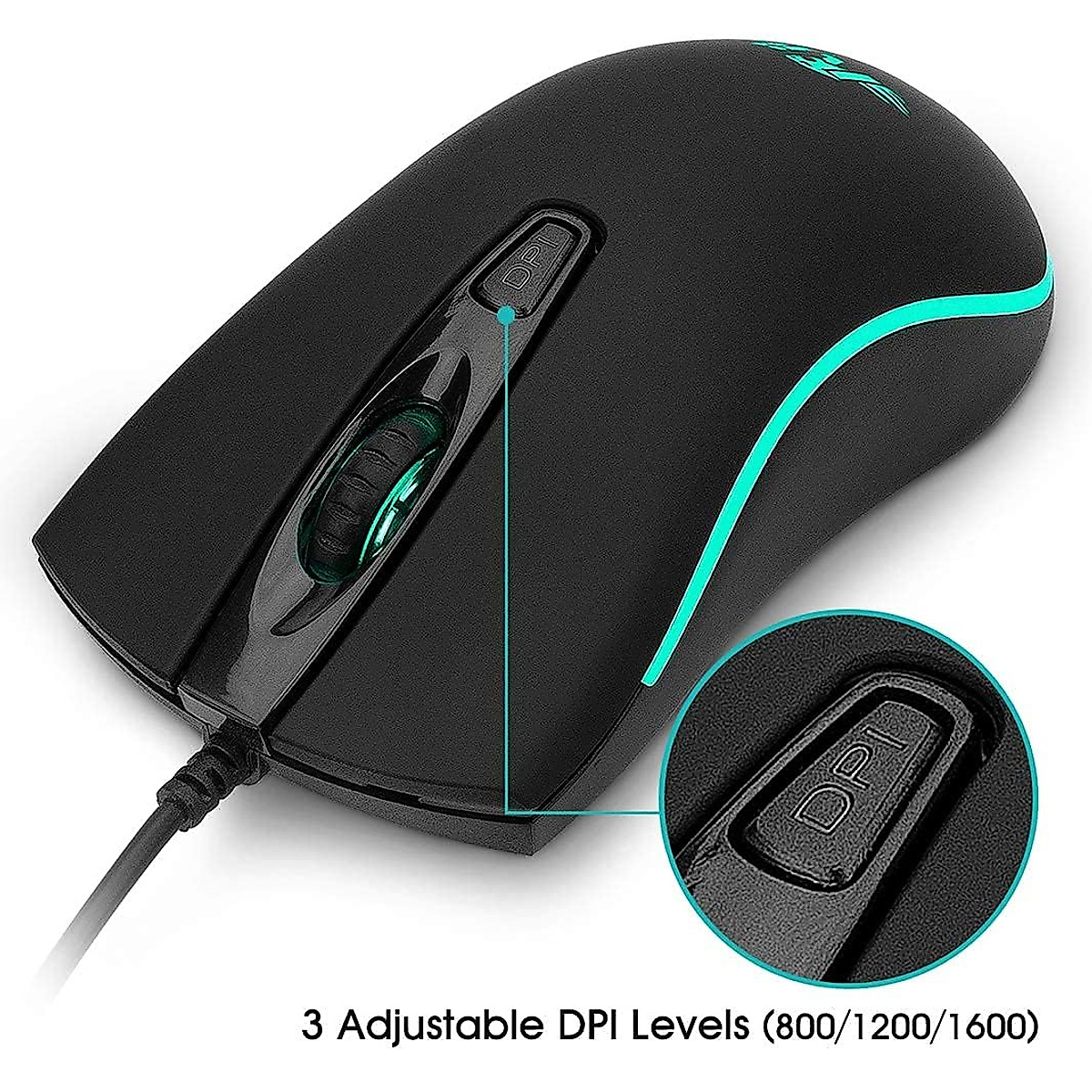 Rii Wired Mouse, RM105 USB Computer Mouse,Blue LED Optical Office Mice for PC,Computer,Laptop,Desktop,Windows (RM105 1PACK)