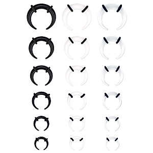 Jstyle 18Pcs 14G-4G Acrylic Pincher Tapers Septum Ring C Shape Buffalo Stretcher Expander with Black O-Rings for Stretching Pierced Nose Ear Cartilage