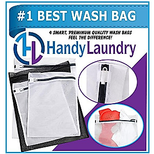 Laundry Lingerie Bags - 4 Pack - Multi-Size Washing Bags with Zipper for Lingerie, Underwear, Bra, Stockings or Baby Items. Protect Your Delicates from Getting Entwined with The Rest of Your Laundry.