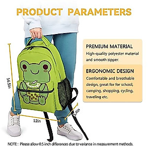 COOPASIA Frog Backpack for Girls Boys, 16 Inch Frog Theme Bookbag with Adjustable Straps, Durable, Lightweight, School Bag with Large Capacity