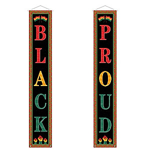 Black History Month Decoration Outdoor Black Proud Porch Sign Banner African American Juneteenth Kwanzaa Decoration and Supplies for Home Party