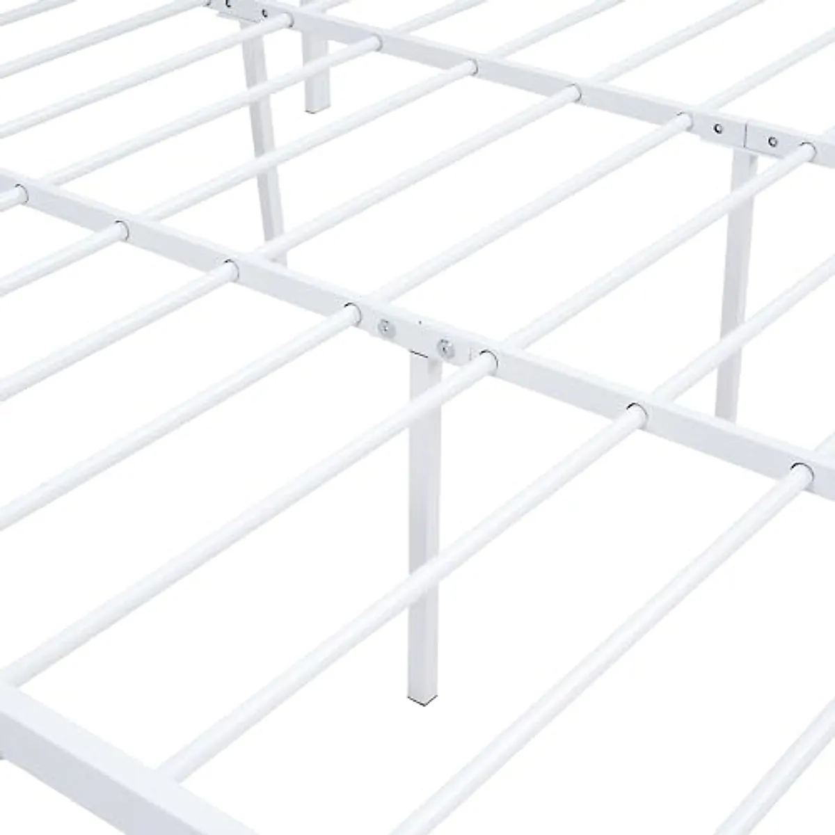 UBGO Queen Size Platform Bed with Headboard and Footboard,Metal and Wood Bed Frame,No Box Spring Needed,for Kids, Teens, Girls, Boys,Bedroom Furniture-White