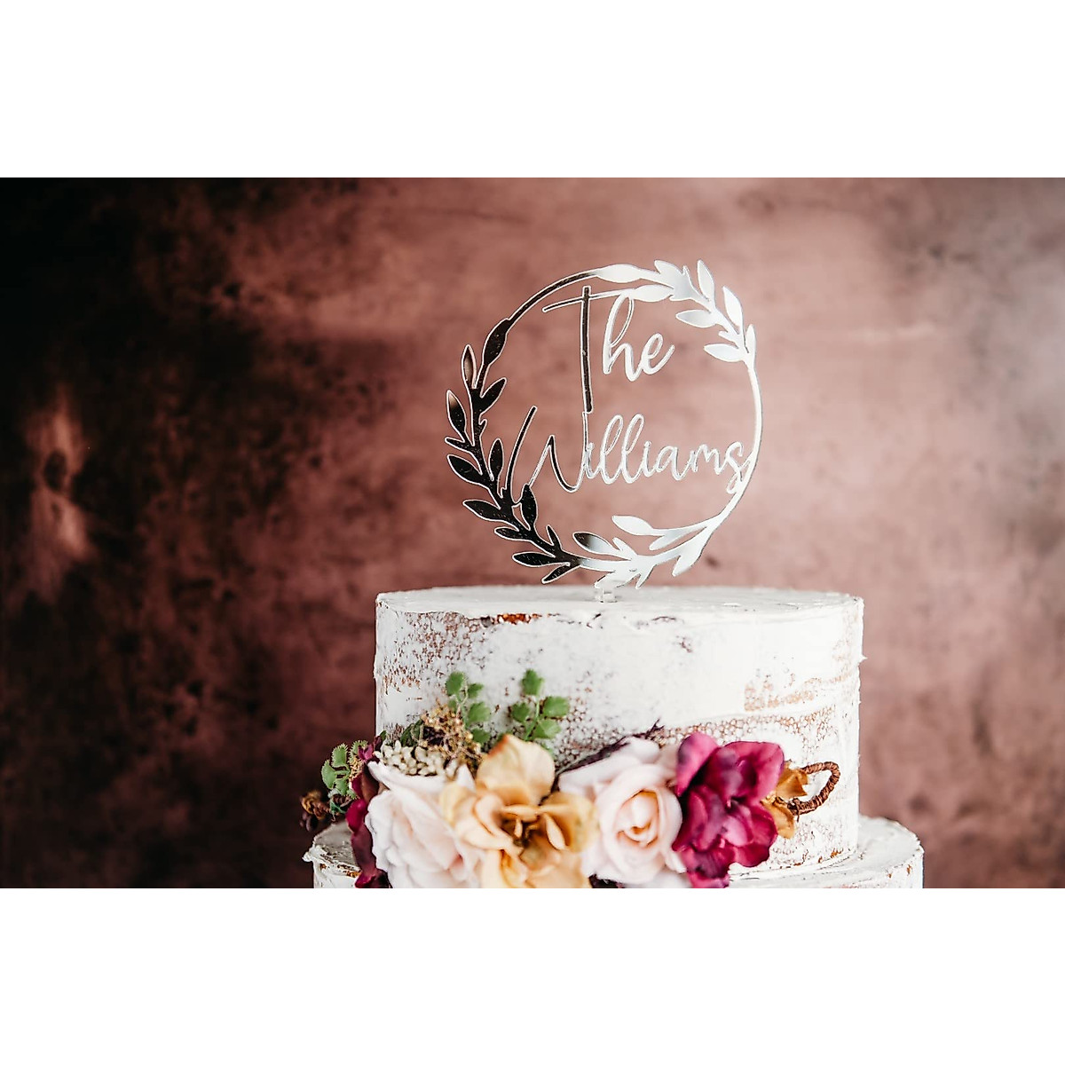 Wedding Custom Personalized Acrylic Wood Cake Topper, Hexagon, Geometric Cake Topper, Birthday Topper, Rustic Elegant Classic Cake Toppers