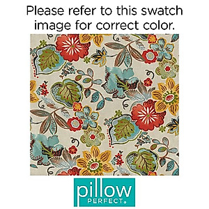 Pillow Perfect Bright Floral Outdoor Wicker Patio Sofa Setee Swing Cushion, Tufted, Weather, and Fade Resistant, Round Corner - 19" x 44", Ivory Alastriste, 1 Count