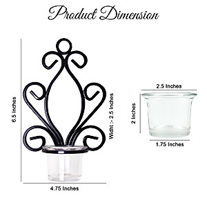 Hosley Iron Angel Wall Sconce Set - 7.68" Tea Light Candle Holders Pair of Decorative Iron Sconces for Home Decor Angel Wing Design Set of 2
