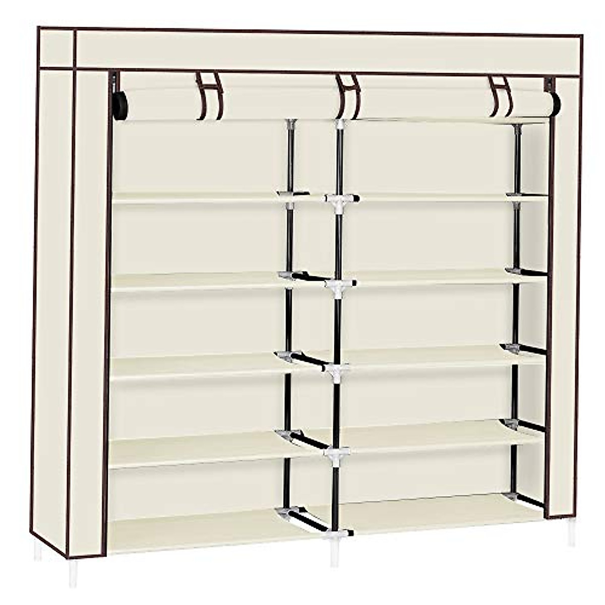Knocbel 6 Tiers Shoe Rack Dustproof & Water-Resistant Non-Woven Fabric Closet Storage Cabinet Organizer, 44" x 11 1/8" x 43 1/4" (Beige)