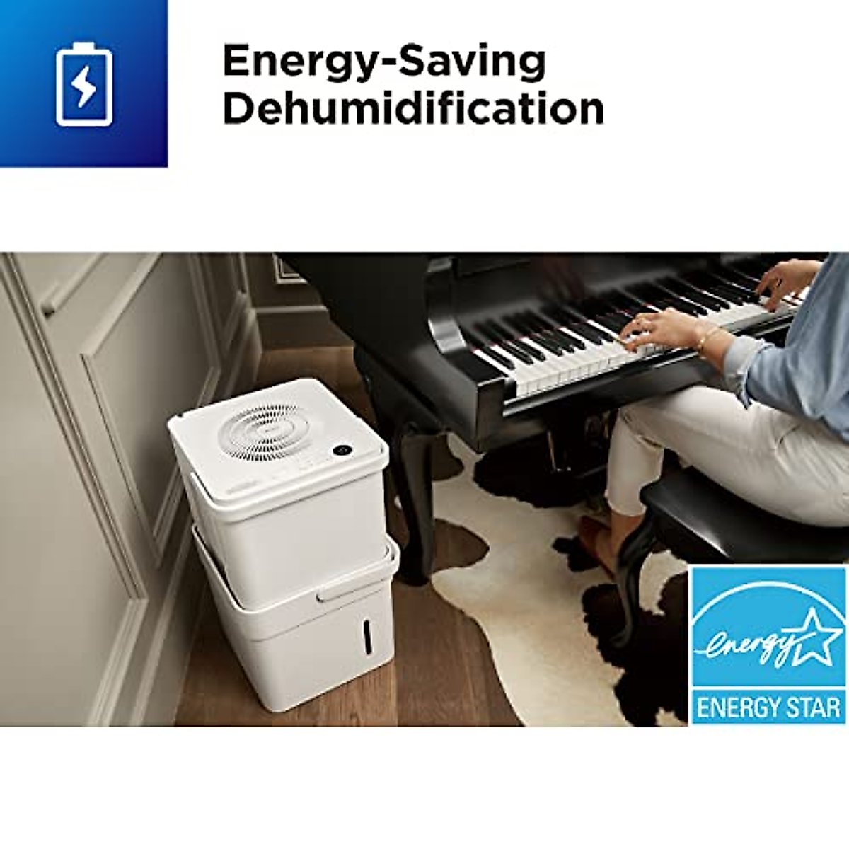 Midea Cube 20 Pint Dehumidifier for Basement and Rooms at Home for up to 1,500 Sq. Ft., Smart Control, Works with Alexa (White), Drain Hose Included, ENERGY STAR Most Efficient 2022