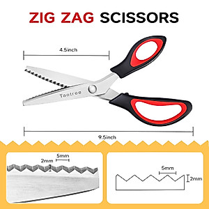 Pinking Shears for Fabric Cutting, Taotree Zig Zag Craft Scissors Decorative Edge, Fabric Scissors, Sewing Scissors, Scrapbook Supplies, Crafting Scrapbooking Scissors, Arts Crafts, Sewing Supplies