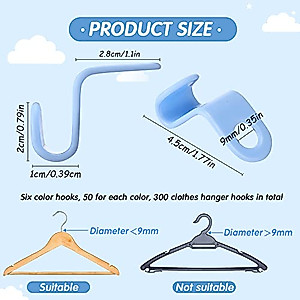 300 Pcs Clothes Hanger Connector Hooks Hanger Extender Clips Heavy Duty Cascading Hangers Plastic Hanger Hooks Space Saver for Closet Space Saving Connection Hooks Coat Outfit Organizer (Fresh Colors)