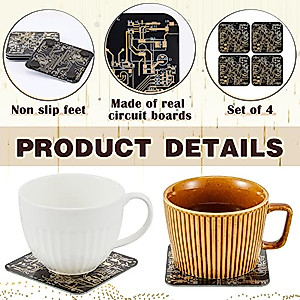 4 Pcs Circuit Board Coasters PCB Coasters Immersion Gold Circuit Board Coasters for Drinks PCB-Design Coasters for Men Funny Drink Coasters for Party Bar Office Gamer Geek Men Nerd Engineer Gifts