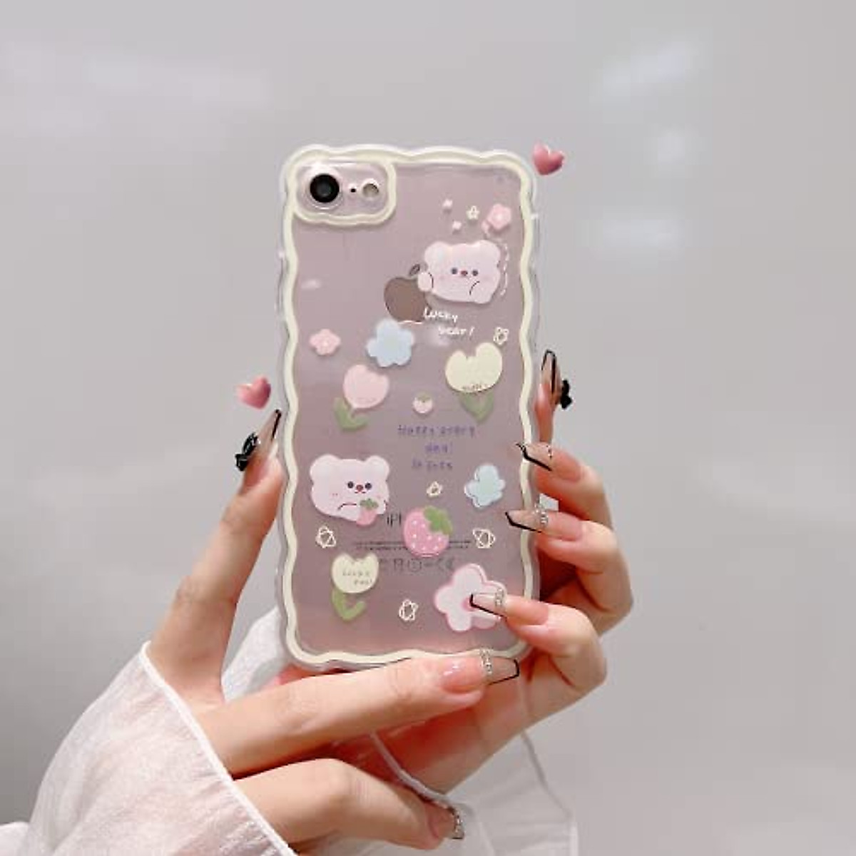 SZXYCZL Compatible with iPhone 7/8 SE Case Cute Cartoon Floral Butterfly Design for Women Girls Aesthetic Kawaii Slim Soft TPU Transparent Cover for iPhone 7/8 SE 4.7 inch (Yellow)