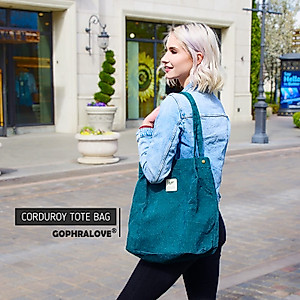 Cloele Corduroy Tote Bag for Women Shoulder Bag with Inner Pocket For Work Beach Lunch Travel And Shopping Grocery (Green)