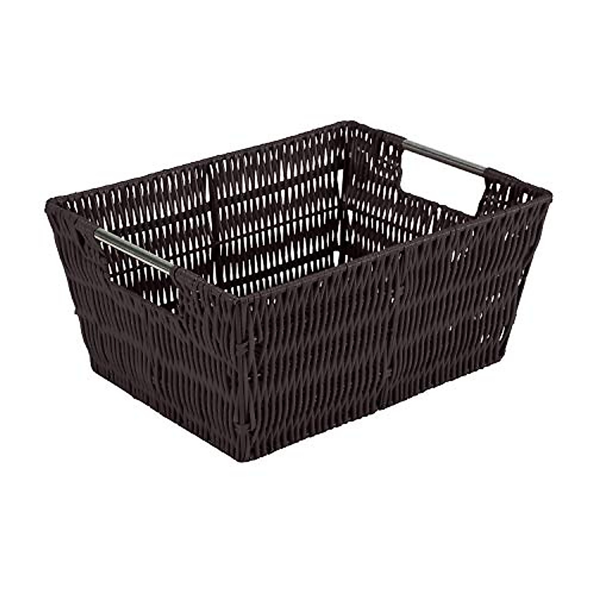 Simplify 3 Pack Set Woven Baskets with Handles, for Storage, Blankets, Toys, Books, Ideal for Home, Office, Dorm, Playroom, Closet, in Chocolate 3 Piece Rattan Tote