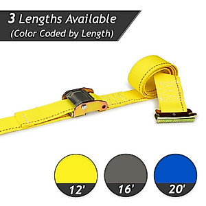 DC Cargo E-Track Cam Buckle Straps Cargo Tie-Downs, (Pack of 4) 2 x 16 Heavy Duty Grey Tie-Down Cam Buckle Straps, Strong Cam Buckle Strap, E-Track Spring Fittings, Tie Down Motorcycle