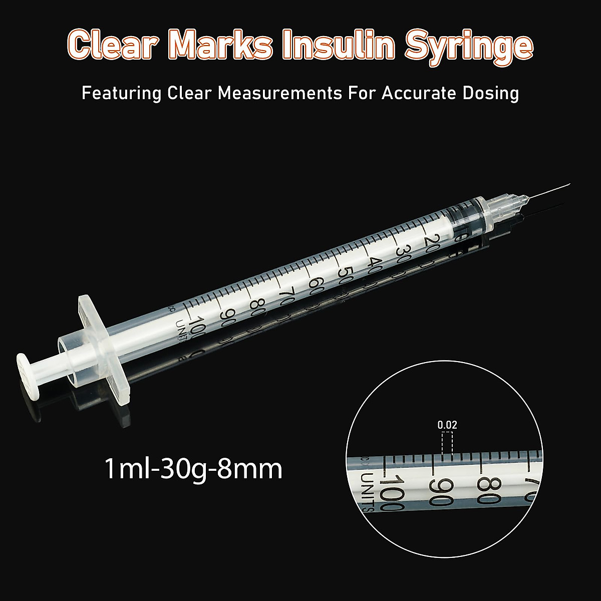 SHAOTONG 1ml Syringes with Needle, U-100 1cc Syringe 30G 5/16 Inch Needle, Sterile Individually Wrapped Box of 100