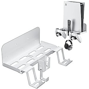 Allnice PS5 Wall Mount, 5 IN 1 Playstation 5 Wall Mount (Disc and Digital Edition) Wall Bracket for Playstation 5 with Detachable Controller Holder & Headphone Hanger & Remote Control Bracket