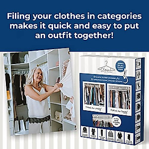 Closet Style Files Clothing Dividers - 8 Sturdy Plastic Clothing Dividers with 30 Organizational Sticker Options