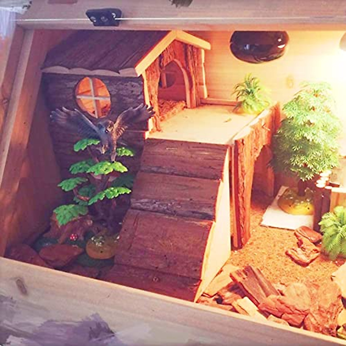 Dwarf Hamster Wooden House Rat Hideout Hut with Climbing Ladder Play Toys Hamster Toys Wooden House for Dwarf Hamster Mouse Rat and Other Small Animals