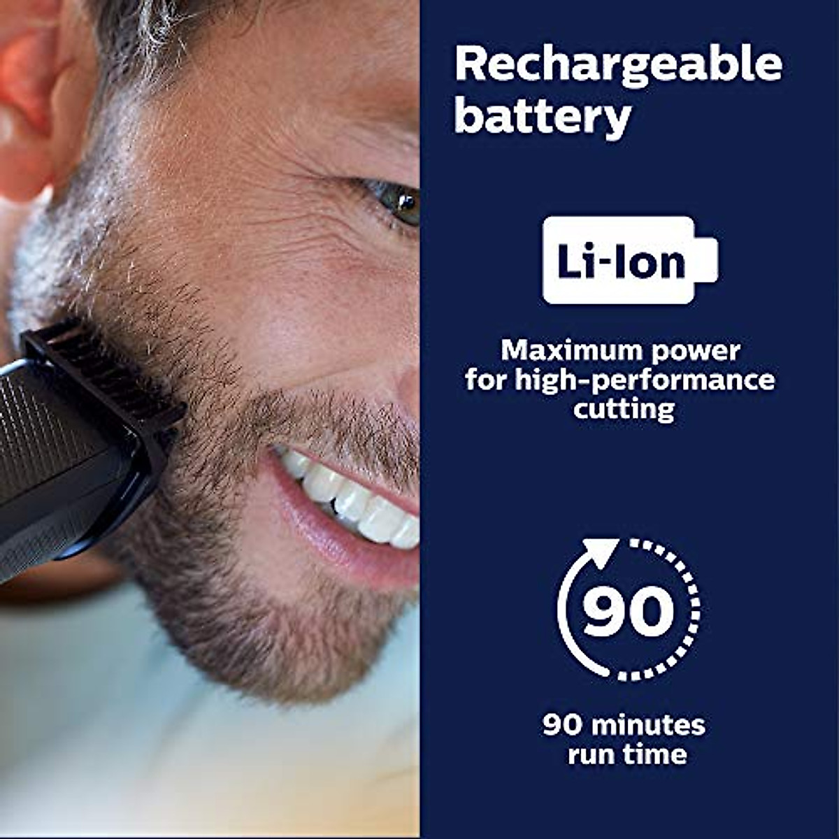 Philips Norelco Beard Trimmer and Hair Clipper, Cordless Grooming, Rechargeable, Adjustable Length, Beard Trimmer and Hair Clipper, No Blade Oil Needed, BT3210/41