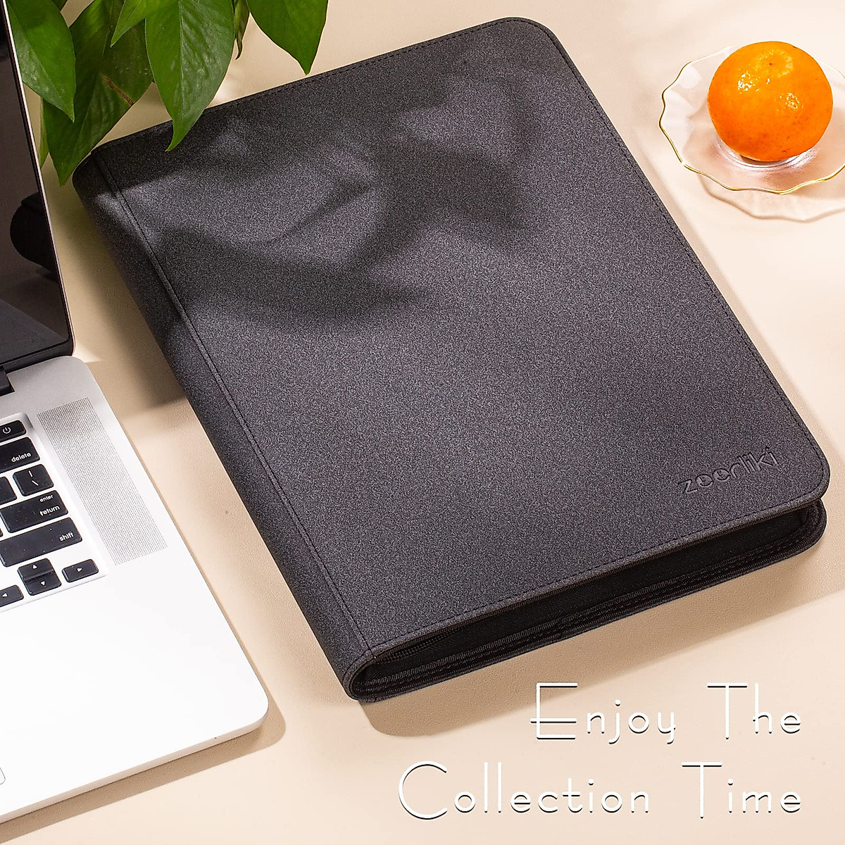 zeerliki 9-Pocket Trading Card Binder, 432 Pockets Game Card Holder Album with Black Sleeves, Side-Loading Pocket Zipper Binder Case for MTG,TCG,Sport Cards,Photocard