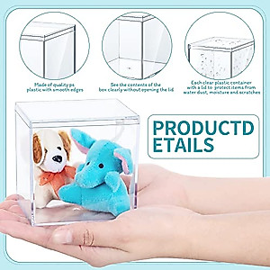 Yulejo 30 Pieces Clear Acrylic Box with Lid Plastic Clear Acrylic Square Cube Acrylic Display Boxes for Storage Organizer Acrylic Stackable Containers 3.3 x 3.3 x 3.3 Inch for Candy Pill Tiny Jewelry