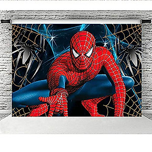 Jinsen, Spider Super Hero Family Backdrops Kids Happy Birthday Party Custom Banner Decoration Photography Background for Photo Studio Newborn Baby Shower Birthday Party Supplies Banner