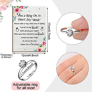 Tatuo Put a Ring on It Bridal Shower Game with 100 Pcs Fake Rings Metal Engagement Rings Rustic Greenery Theme Not Say Bride Rules Wooden Sign Bridal Shower Gifts for Guests(Silver)