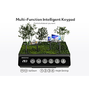 INNOVAR Glass Standing Desk with Drawers, 48×24 Inch Adjustable Stand Up Desk, Quick Install Home Office Computer Desk, Black