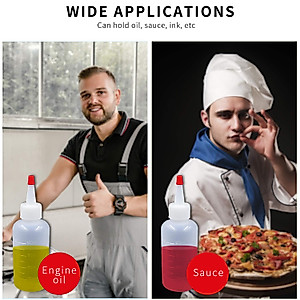 EDOBLUE Plastic Bottles 120mL with Red Tip Caps and Measurements - Small Mini Squeeze Dispensing Bottle for Arts and Crafts, Paint, Icing,Condiment, Glue, Sauces, and More ​- 6 Pack / 4 Ounce