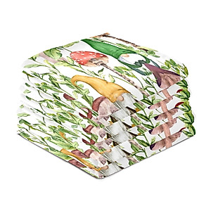 Kigai Mushroom Gnomes Kitchen Towels Set of 4, Ultra Soft Absorbent Dish Towels Bathroom Hand Towels Reusable Cleaning Cloths Tea Towels 28 x 18 Inch