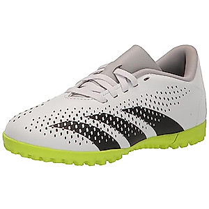 adidas Predator Accuracy.4 Turf Sneaker, White/Core Black/Lucid Lemon, 5.5 US Unisex Big Kid
