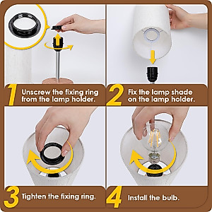 Yarra-Decor Bedside Lamp with USB A+C Charging Ports & AC Outlet Touch Control Table Lamp for Bedroom 3 Way Dimmable Nightstand Lamp with Fabric Shade for Home Office, Dorm(Bulb Included)