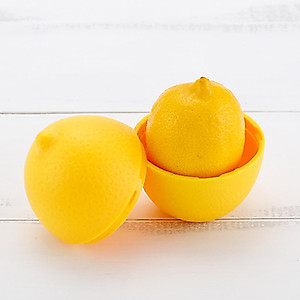 CALIDAKA 4PCS Fruit and Vegetable Shaped Food Saver Storage Containers Holder Refrigerator Vegetable Crisper,Onion Garlic Lemon Avocado Storage Keeper Holder for Fridge, as picture show