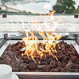 Aurora Concrete Fire Pit 34" x 34" Outdoor Patio Firepit Includes Lava Rocks Modern Fire Pits & Outdoor Fireplaces for Garden, Deck, Indoor & Outdoor Heating