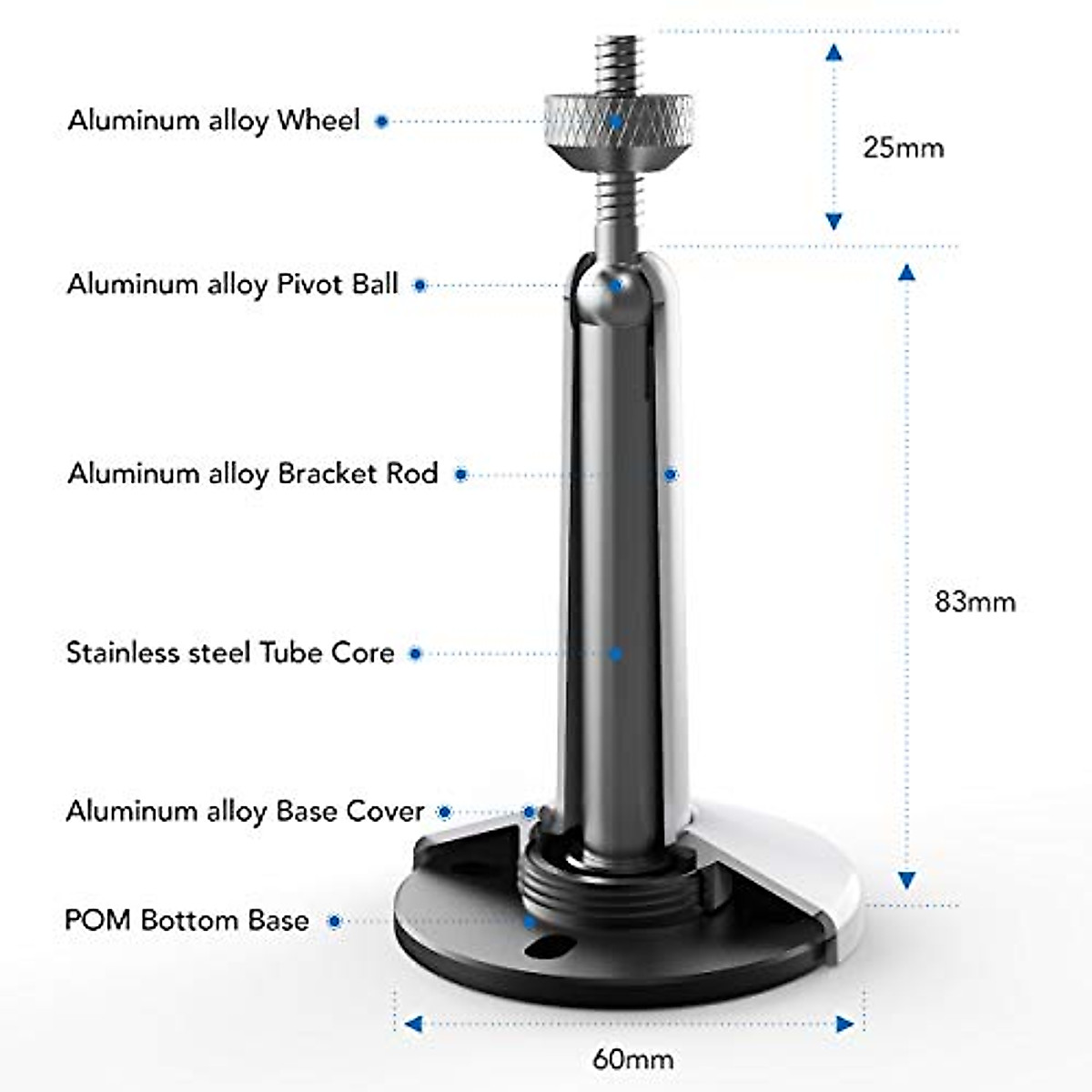 [3 Pack] KIWISMART Wall Mount Compatible with Ring Stick up Cam Wired/Battery and Ring Indoor Cam HD Securit Camera Metal Mount with 360 Degree Adjusable Mount (White)