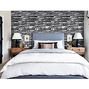 Timeet Brick Stone Wallpaper Peel and Stick Wallpaper Faux Stone Wallpaper 17.3"x118.1" Brick Wallpaper Self Adhesive Removable Wallpaper for Bedroom Living Room Wall Decor