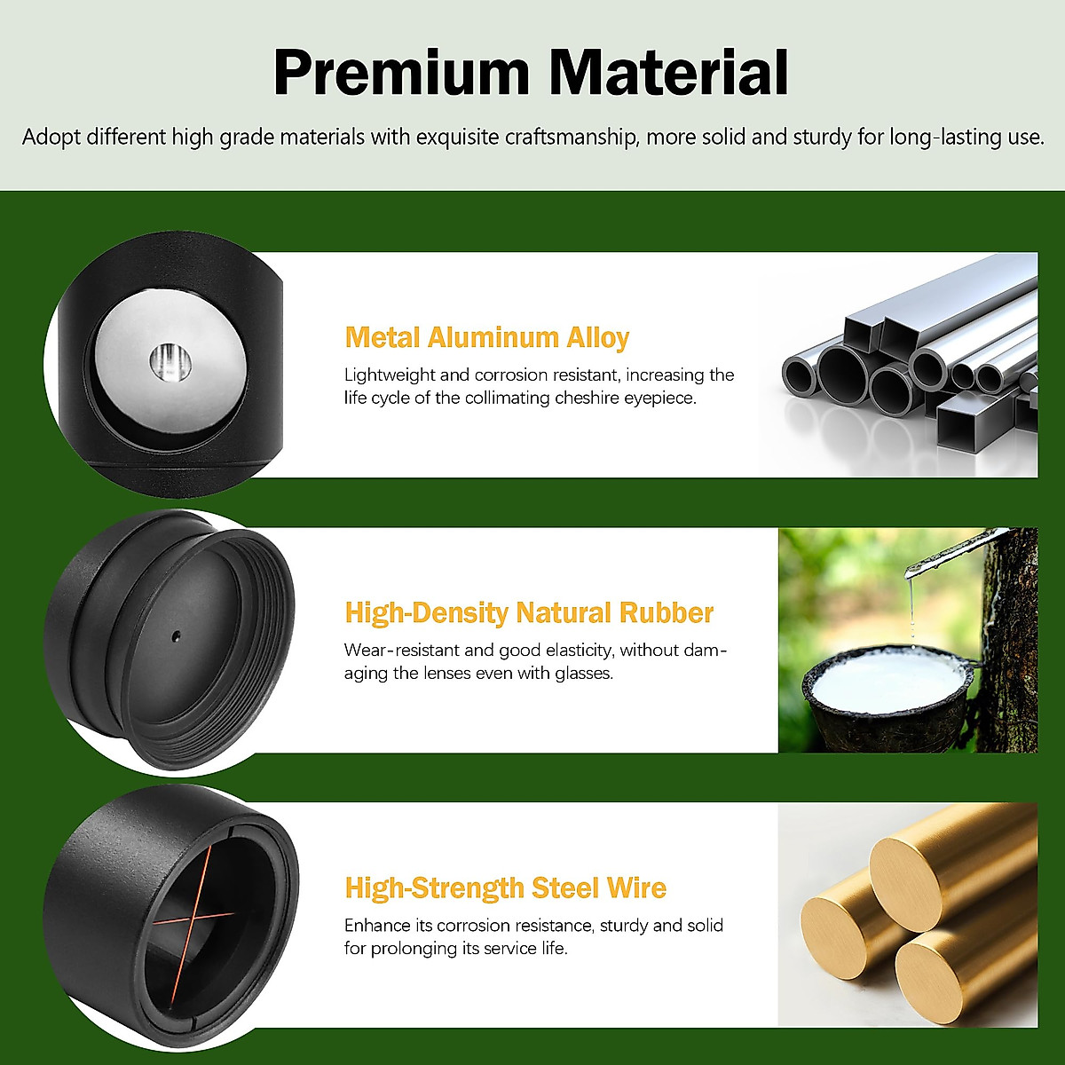 Astromania 1.25Inch Metal Collimating Cheshire Eyepiece Without Laser for Newtonian Reflector Telescope - Short Version
