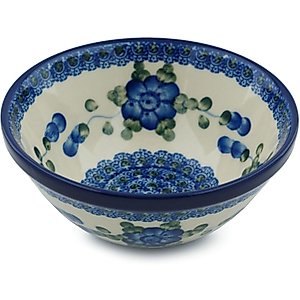 Polish Pottery Cereal/Soup Bowl 5-inch (Blue Poppies)