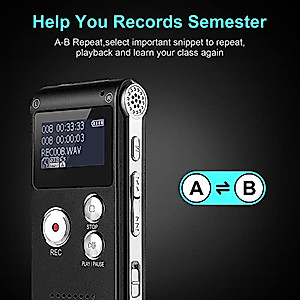 16GB Digital Voice Activated Recorder - Voice Recorder with Playback - Portable Tape Recorder Audio Recording Device with Noise Reduction Audio Recorder for Lectures Meetings