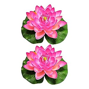 2pcs Artificial Floating Plant Water Lily Flower and Leave Pad Fish Landscape Decoration for Home Garden Pond Pool Aquarium