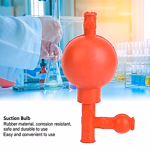 Pipetting Ball Quantitative Suction Bulb Rubber Pipette Filler Lab Suction Ball Pipette Lab Pipette Filler Bulb with 3 Openings Red