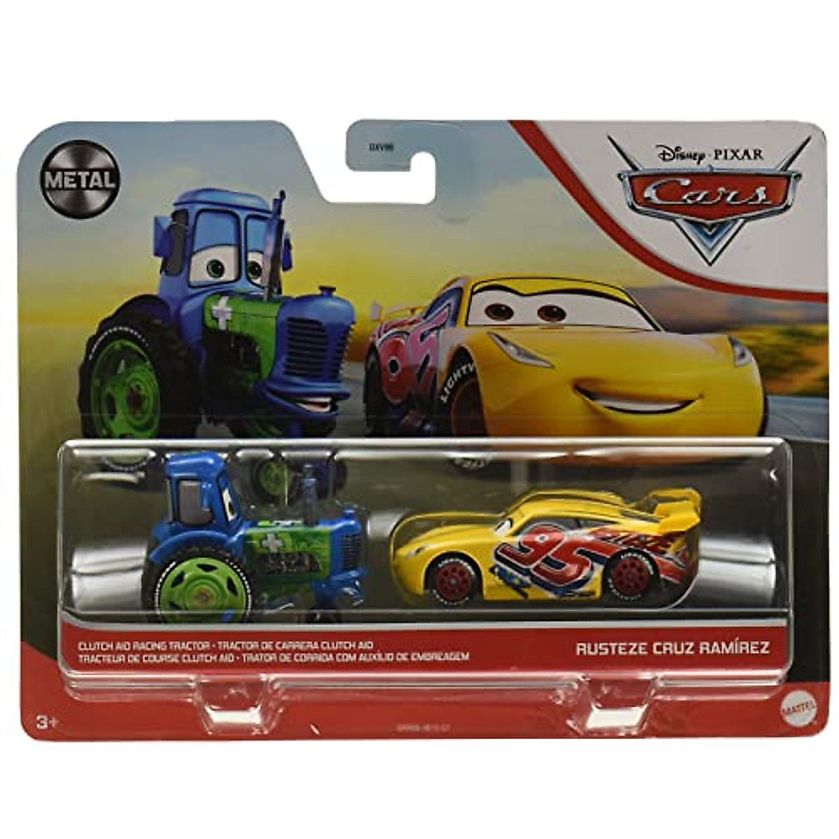 Disney Car Toys 3, Rev-n-go Racing Tractor & Rusteze Cruz Ramirez 2-Pack, 1:55 Scale Die-Cast Fan Favorite Character Vehicles for Racing and Storytelling Fun, Gift for Kids Age 3 and Older