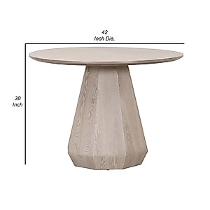 Benjara 42 Inch Round Dining Table, Starburst Top, Octagonal Pedestal Base, Gray