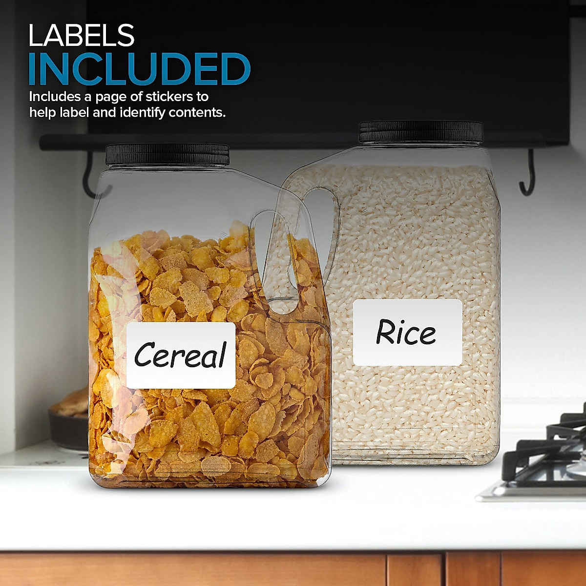 Stock Your Home Wide Mouth Gallon Jugs (2 Pack) - 128 Ounce Rectangular Oblong Gallon Container - Clear Plastic Jugs with Handle for Home, Commercial or Restaurant Use