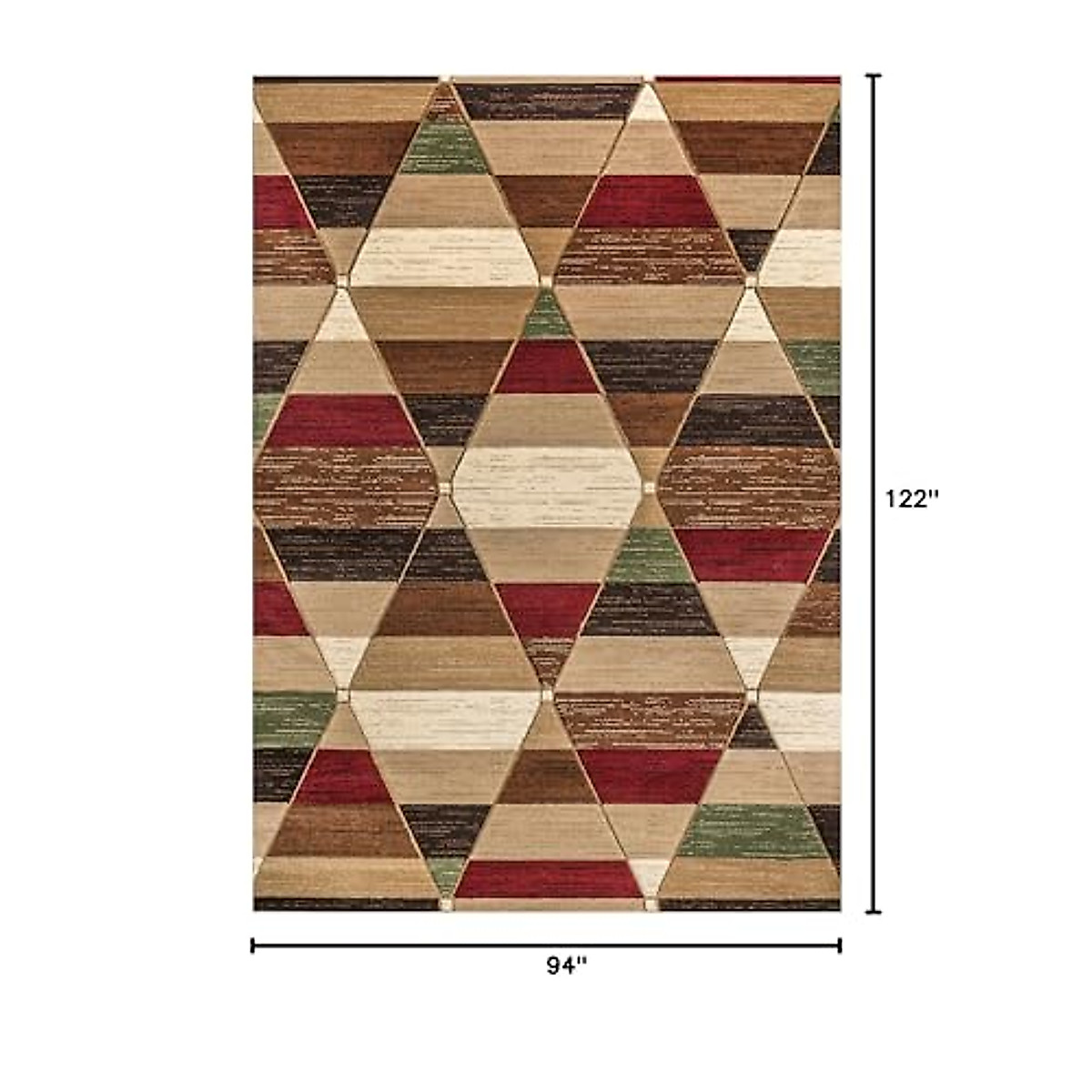 JONATHAN Y UNQ101B-8 Kehoe Retro Diamonds Geometric Indoor Area -Rug, Modern, Contemporary, Transitional Easy -Cleaning,Bedroom,Kitchen,Living Room,Non Shedding, Red/Brown/Cream, 8 X 10