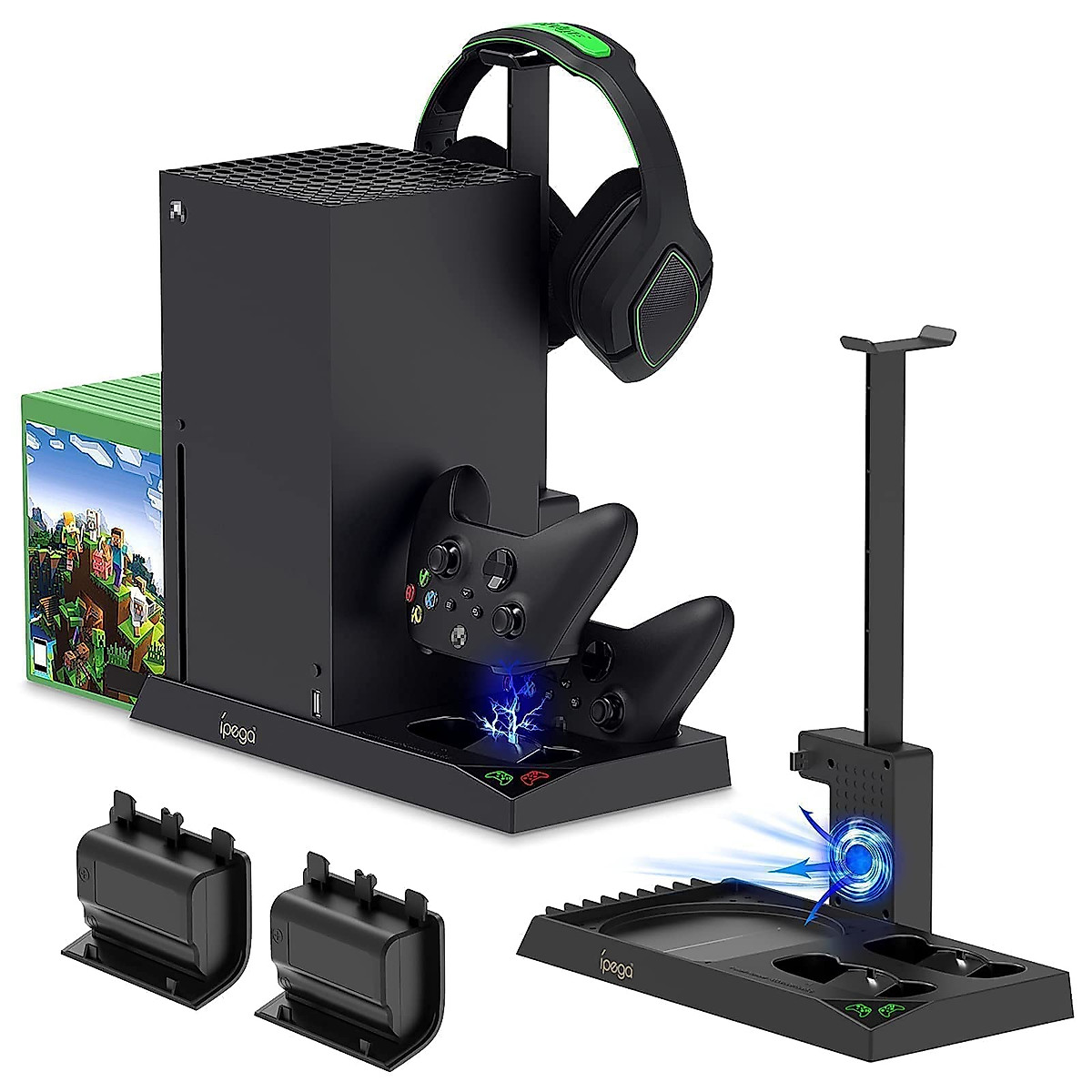 MENEEA Charging Stand with Cooling Fan, Controller Phone Foldable Clamp Holder for Xbox-Series X